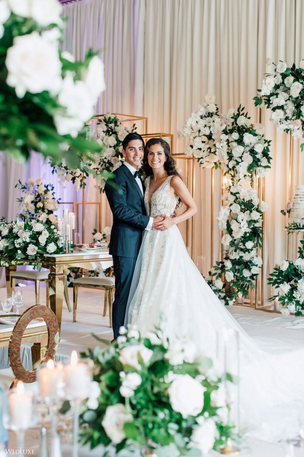 Modern White Wedding with Gold & Greenery Accents