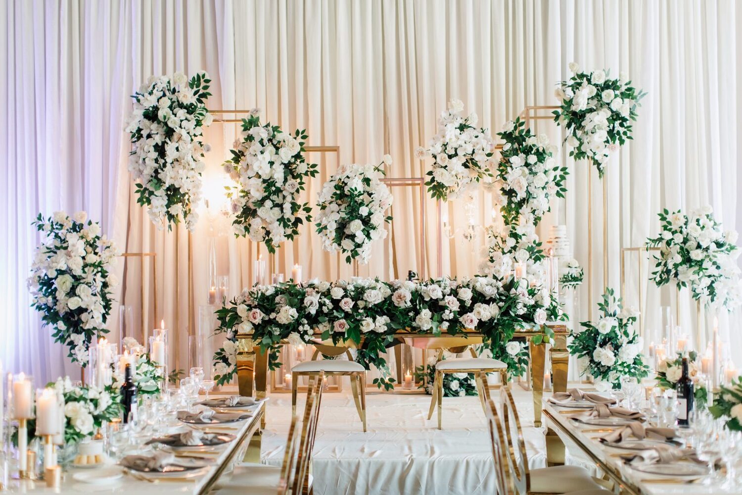 Modern White Wedding with Gold & Greenery Accents
