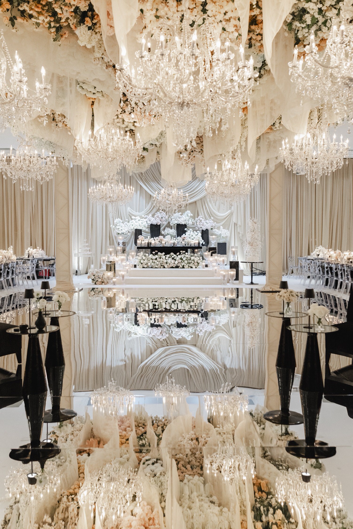 The ballroom exudes heritage and glamour, adorned with crystal ...