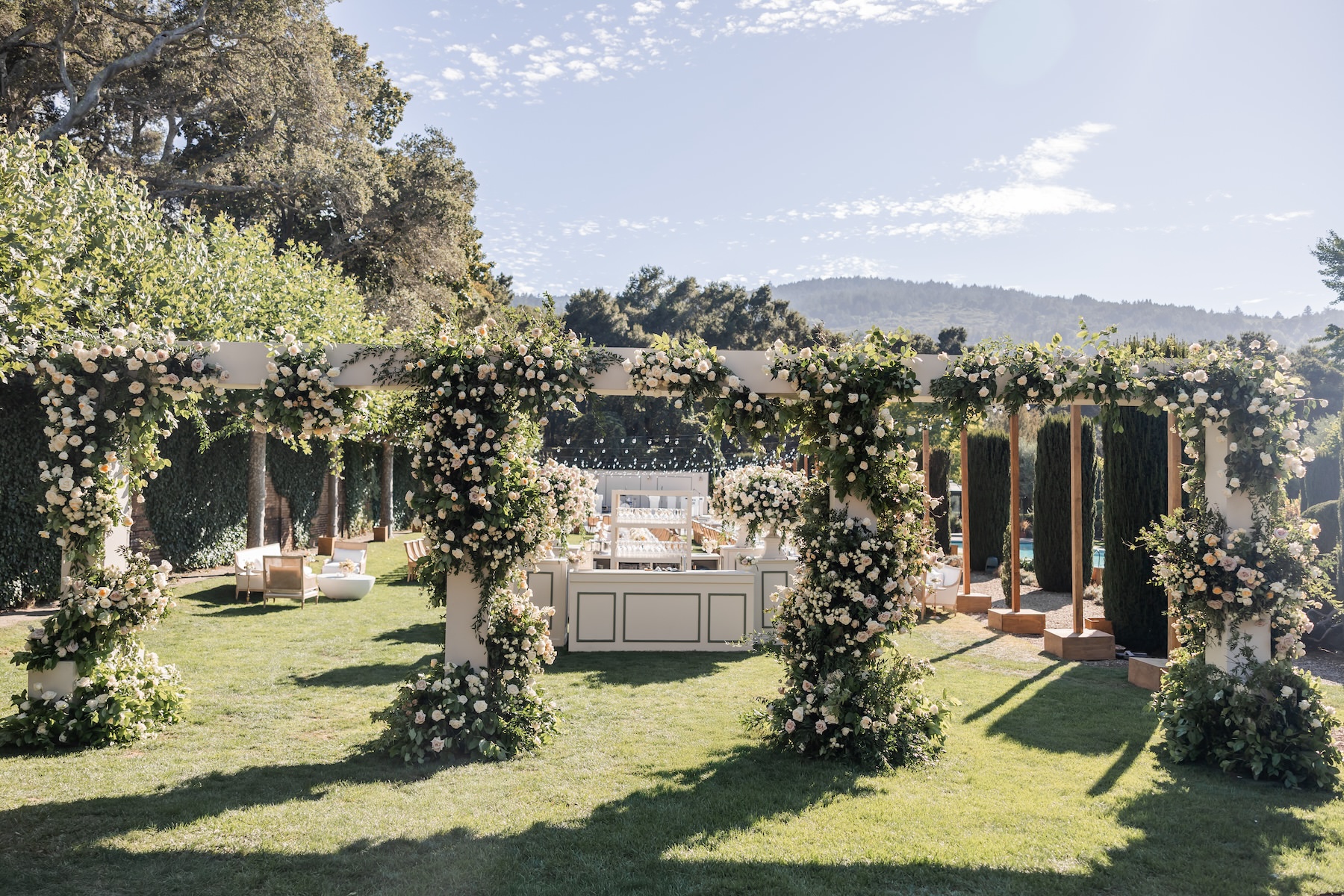 A beautifully decorated outdoor wedding venue, perfect for a luxury ...