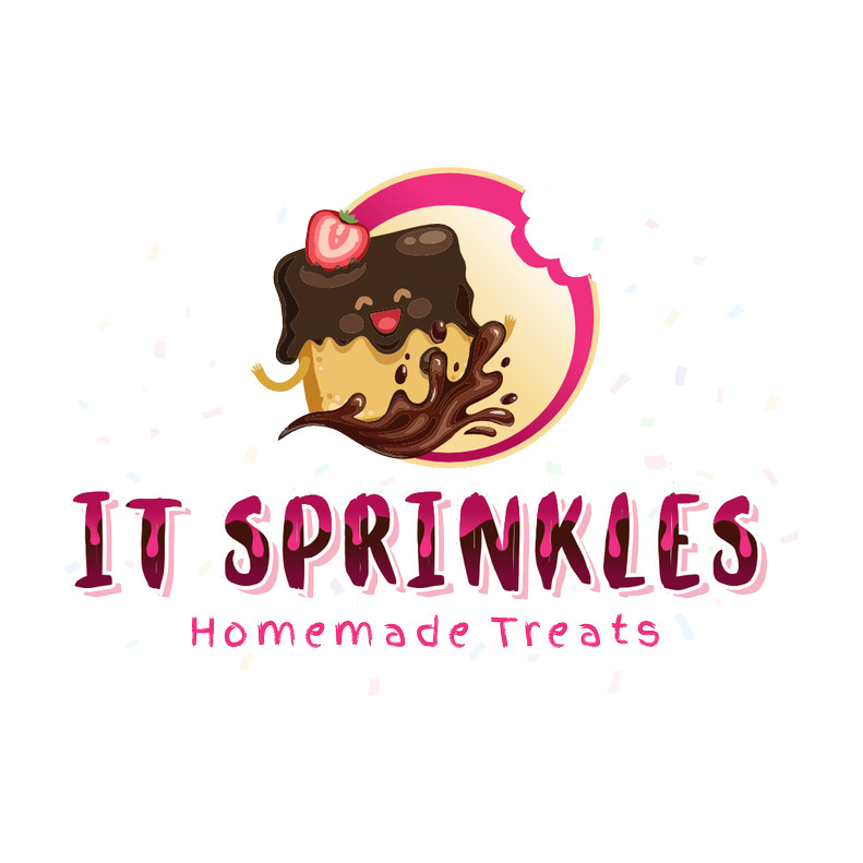 Logo for "It Sprinkles Homemade Treats" featuring a cute dessert with ...